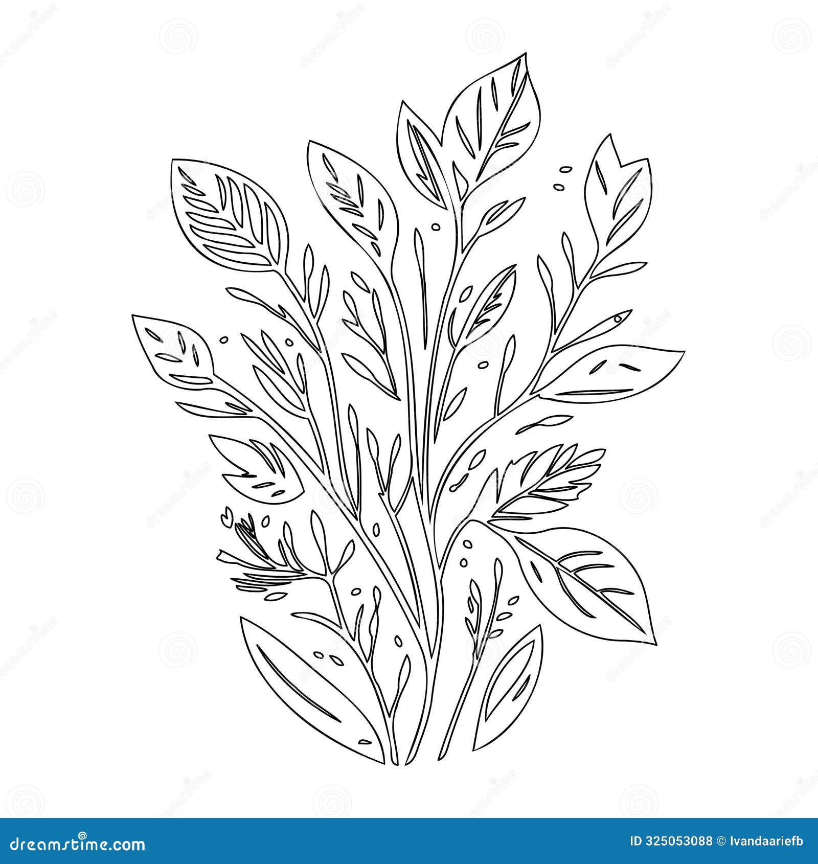Parallel Leaf Floral Outline Illustration Sketch Stock Vector ...