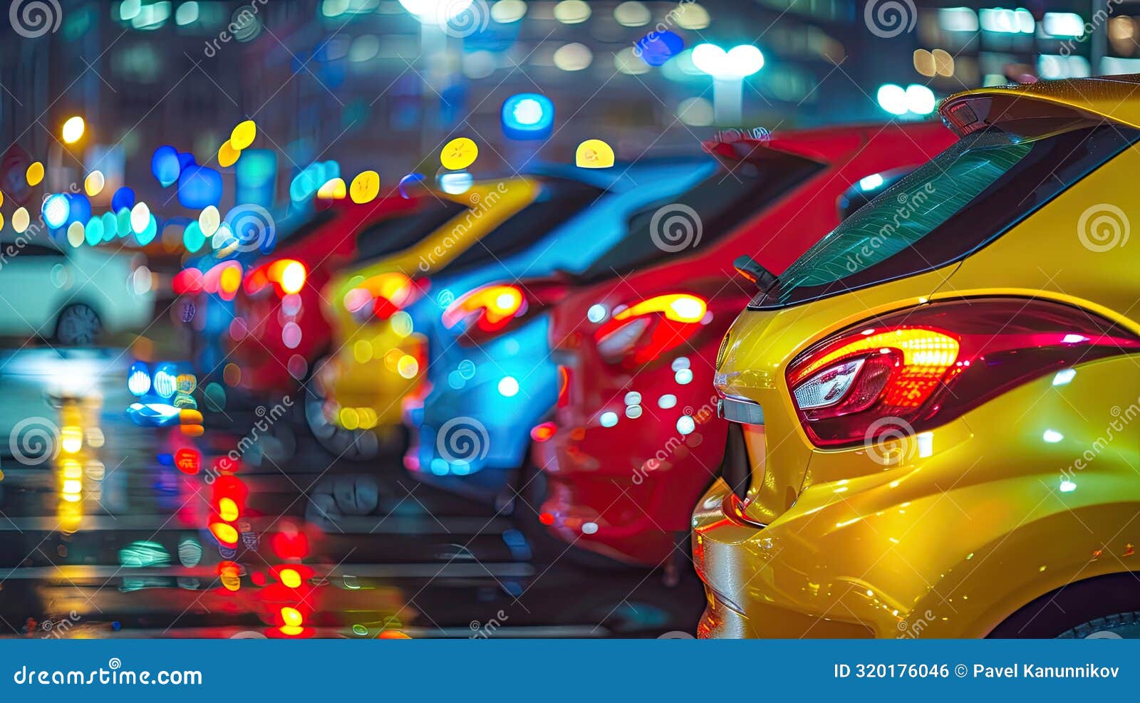 Parallel Parked: Vibrant Fleet of Cars Aligned in Precision Stock Photo ...