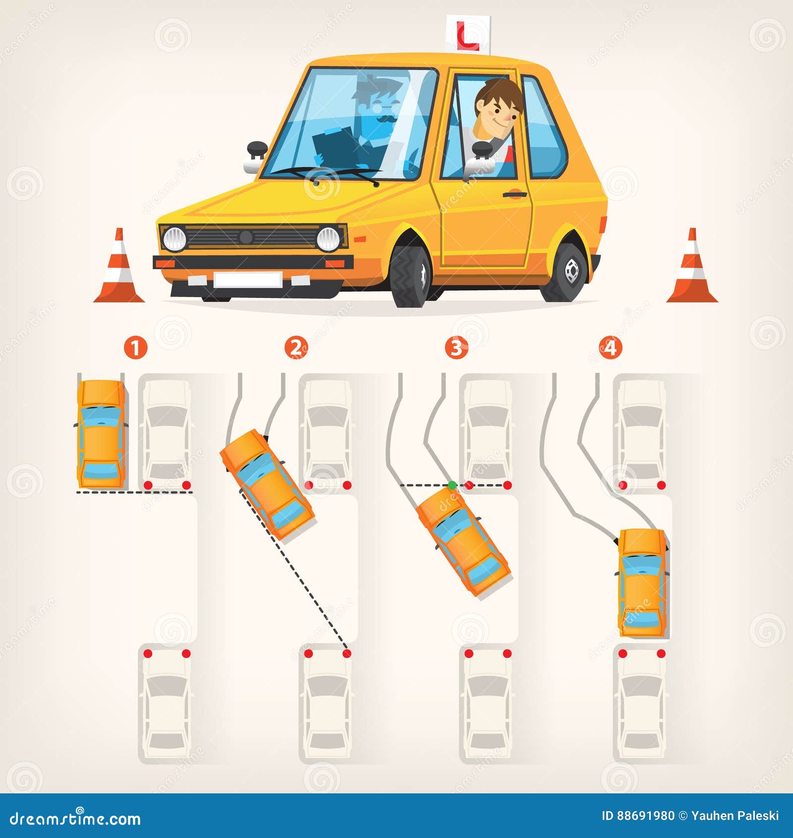 Parallel parking scheme stock vector. Illustration of learning - 88691980