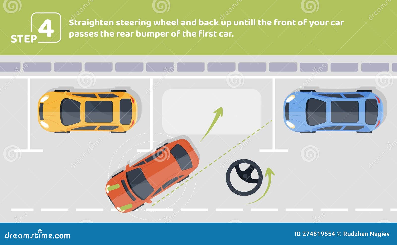 Parallel parking step 4 stock vector. Illustration of drive - 274819554