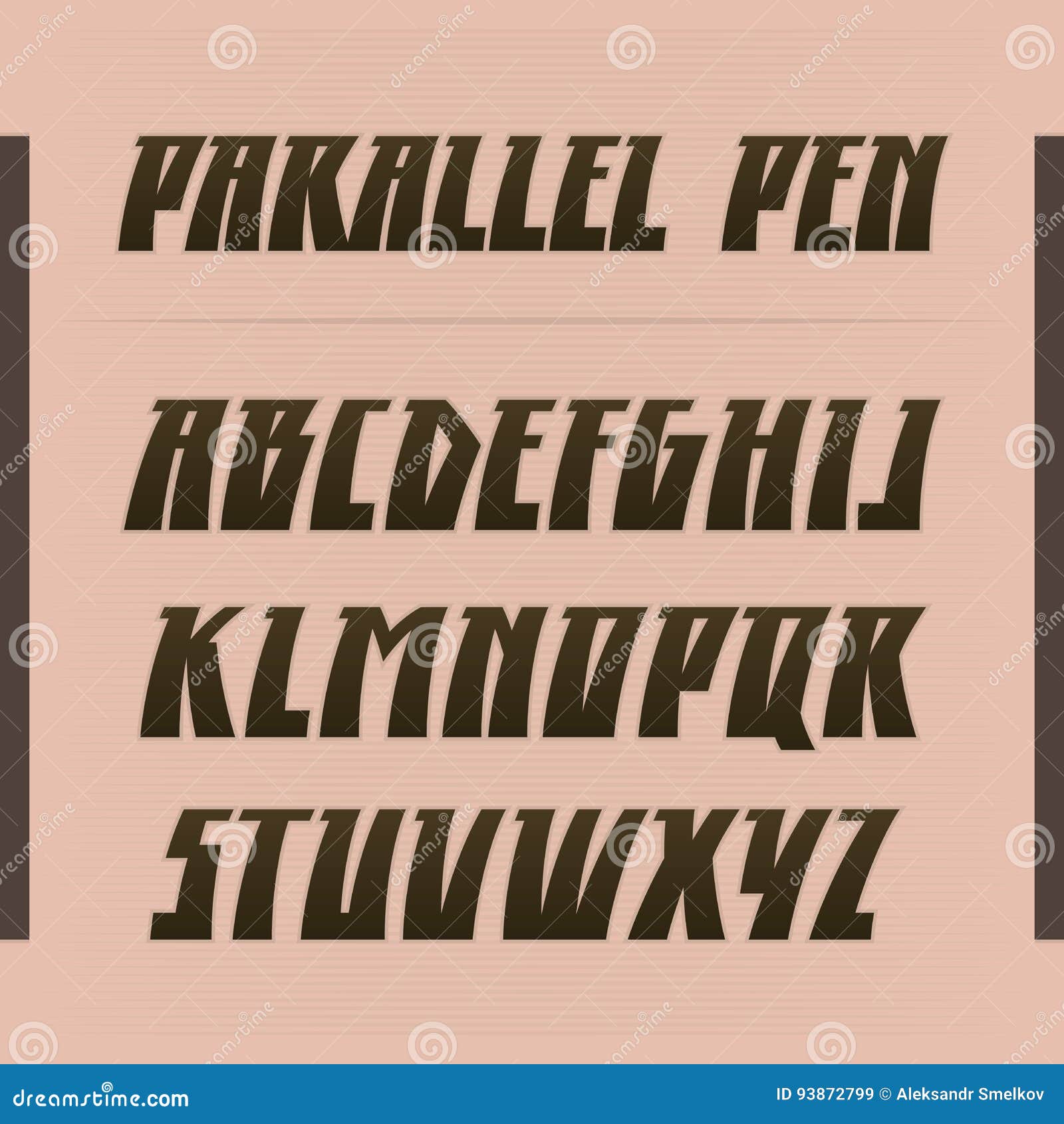 Parallel Pen Vector Font. Strong Alphabet Lettering. Latin Letters ...