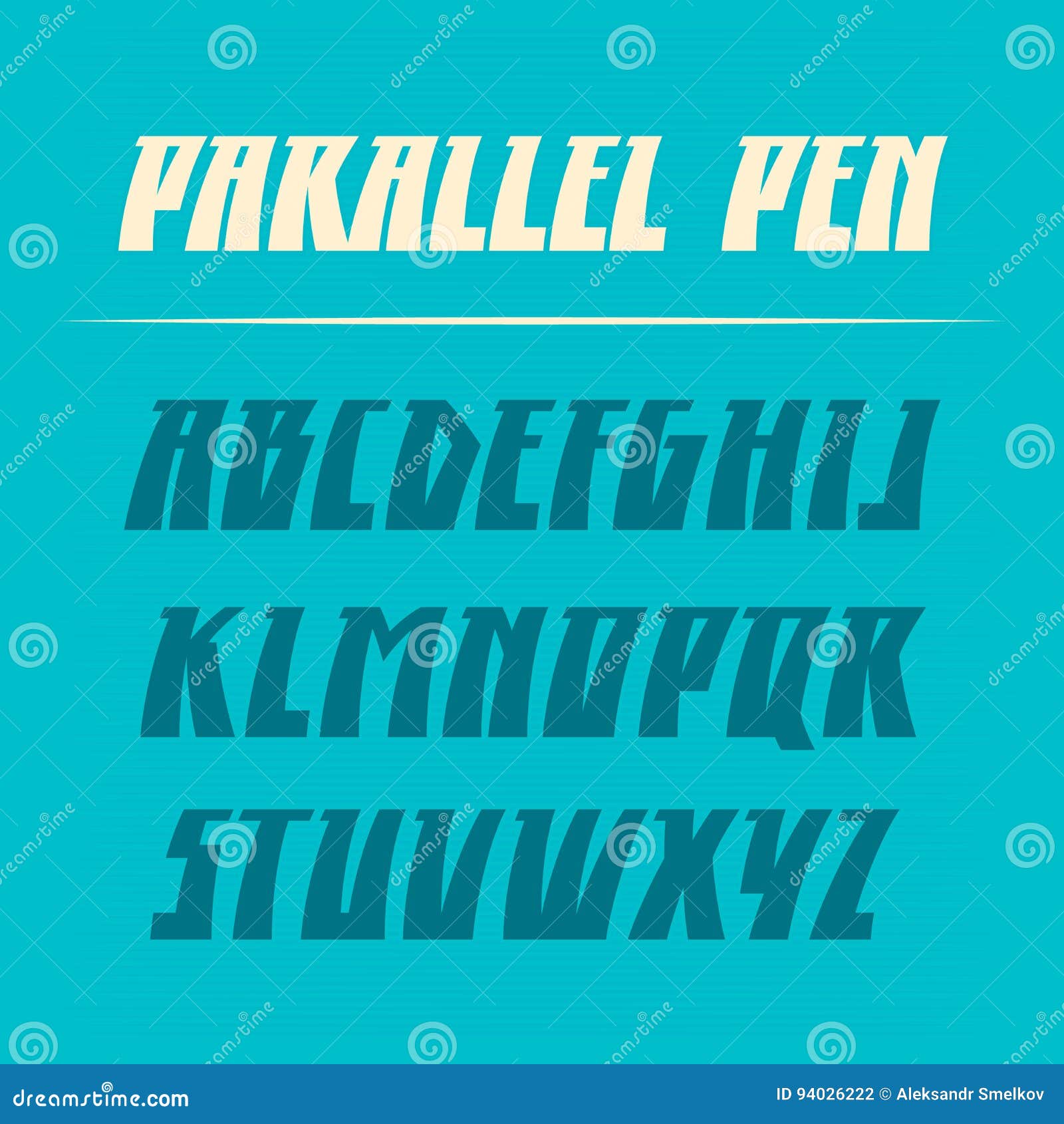 Parallel Pen Vector Font. Strong Alphabet Lettering. Latin Letters ...
