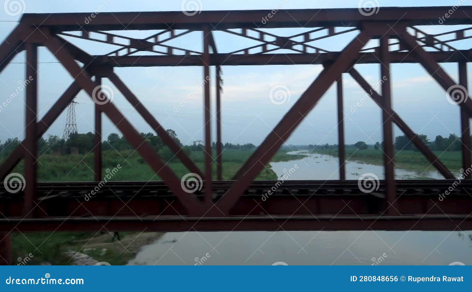Parallel Railroad Steel Bridge with a River Flowing Beneath. India ...