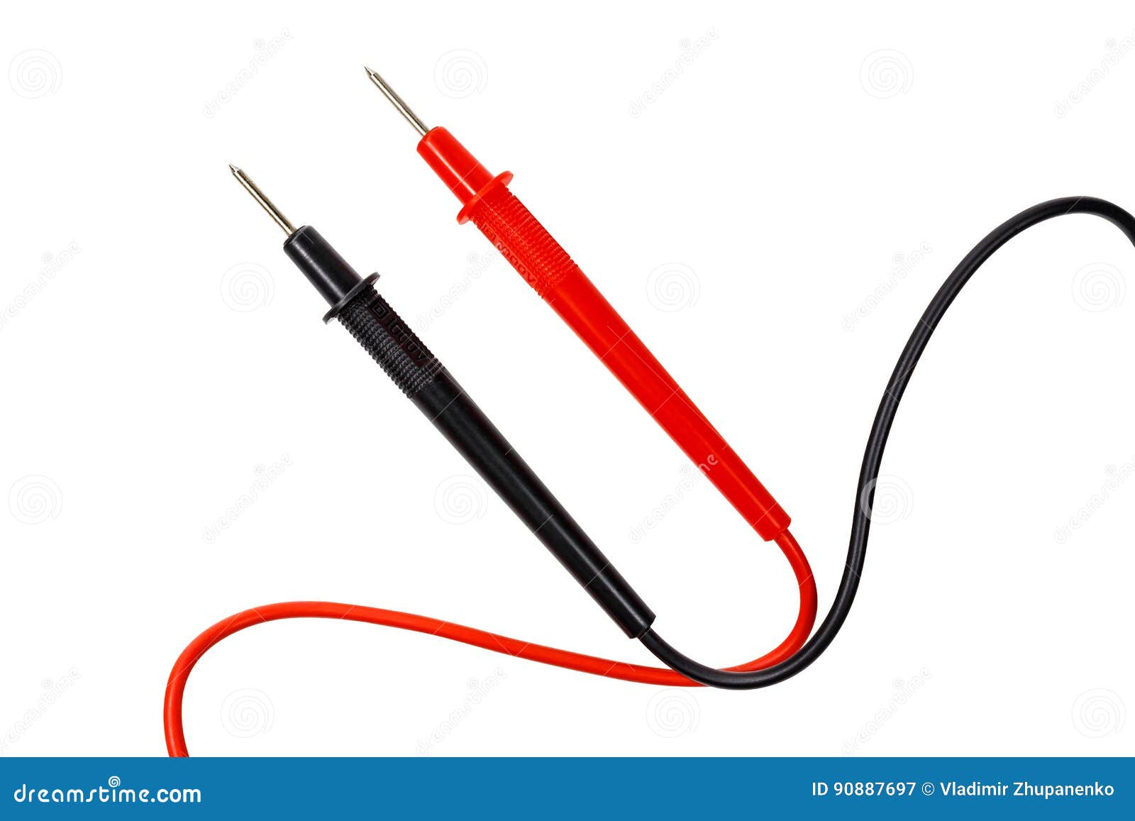 Parallel Red and Black Multimeter Probes Isolated on White Background ...