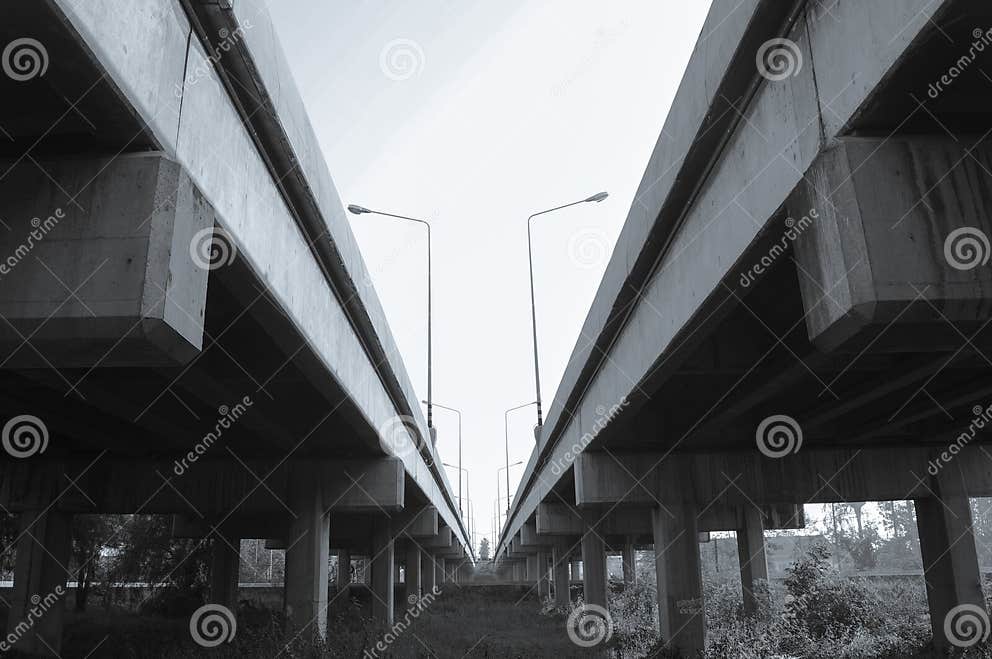 The parallel road bridge stock image. Image of monochrome - 57365275