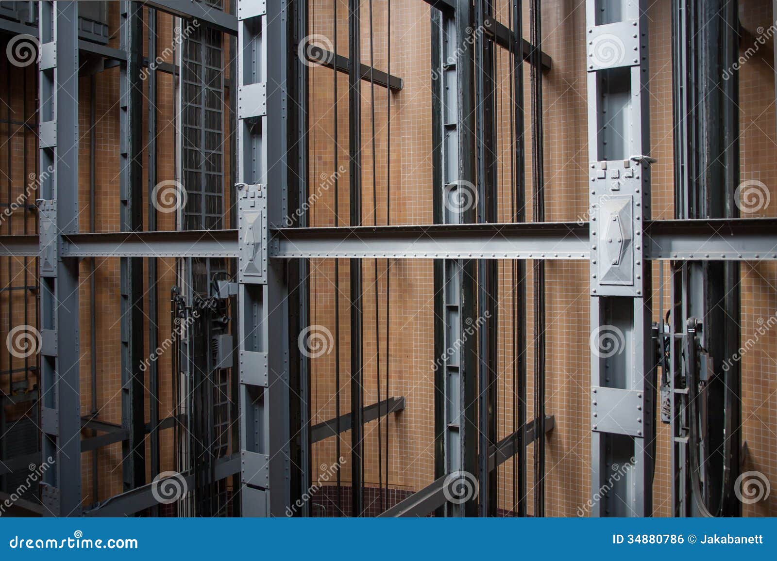 Parallel Steel Columns with Brick Background Stock Photo - Image of ...