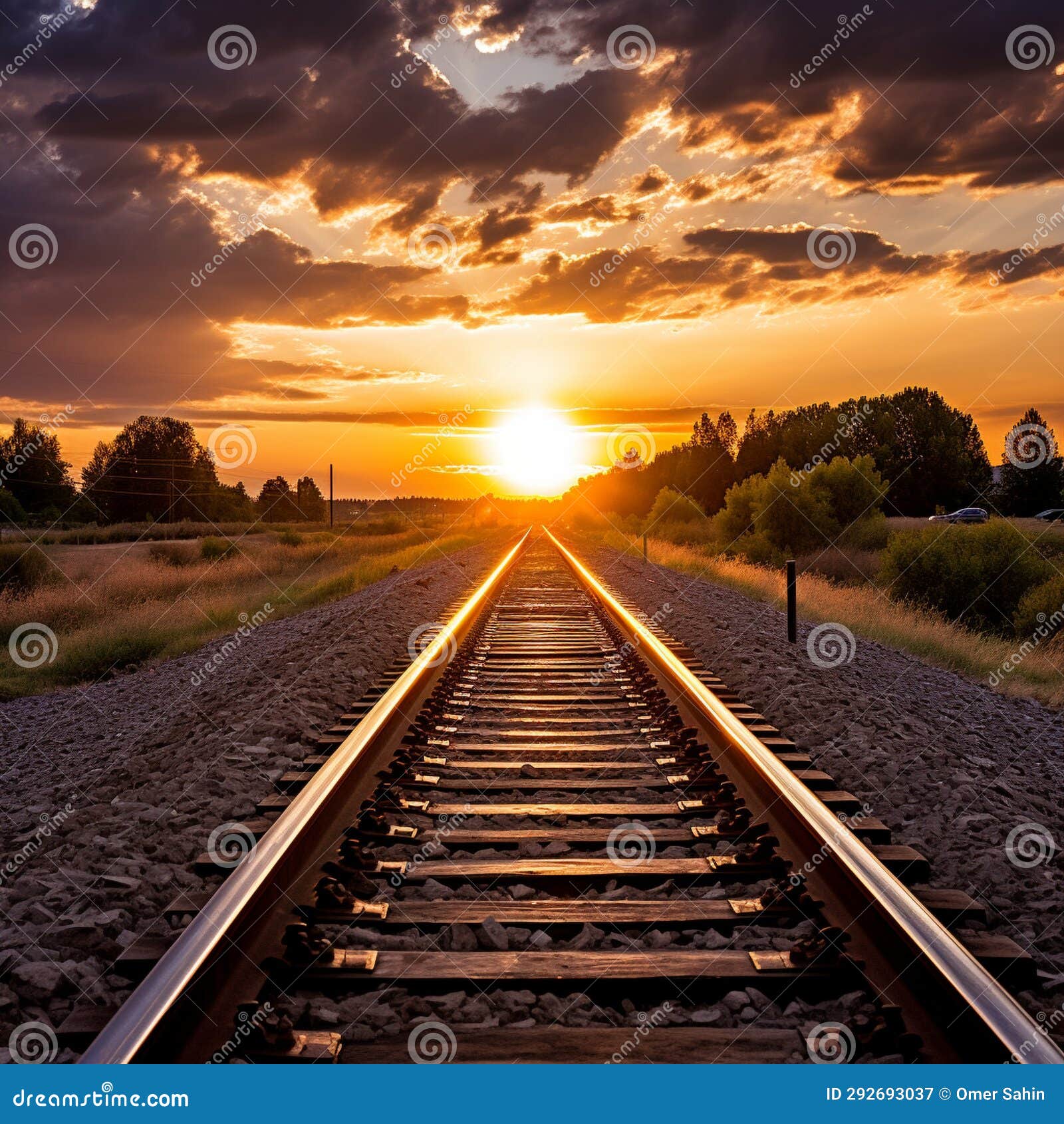 Parallel Tracks: a Dramatic Sunset Overlapping Train Tracks Stock Image ...