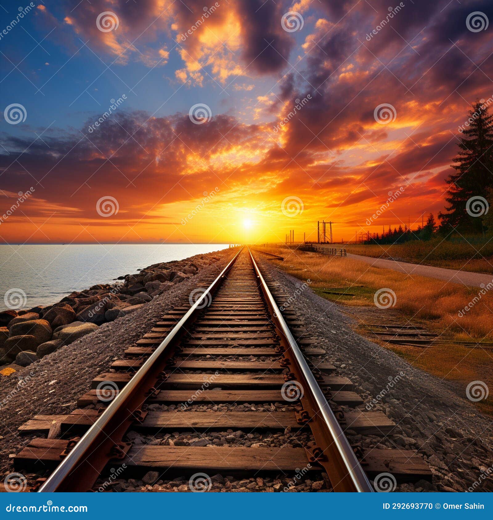 Parallel Tracks: a Dramatic Sunset Overlapping Train Tracks Stock Photo ...
