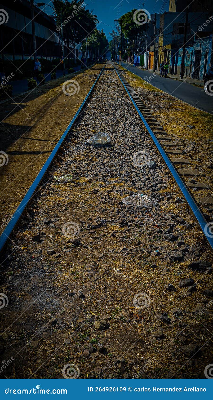 Parallel train rails stock image. Image of scene, perspective - 264926109