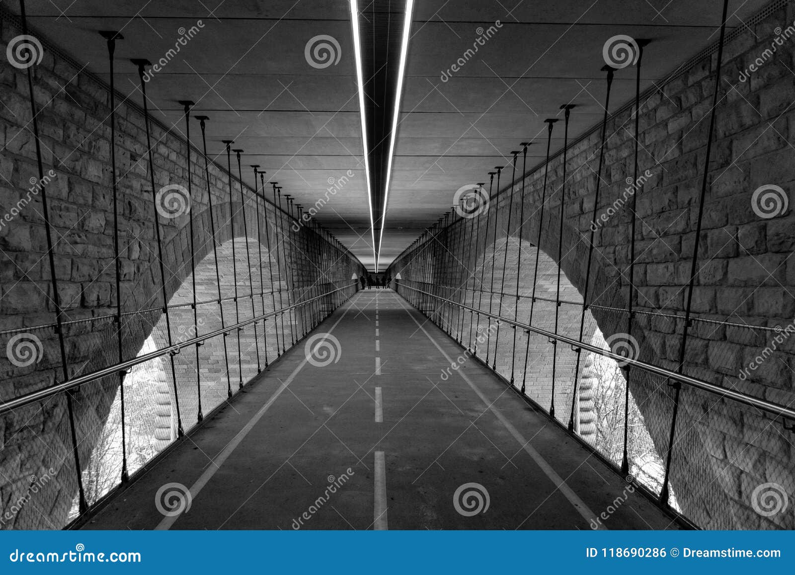 Parallel Underpass through Geometric Arches Stock Photo - Image of ...