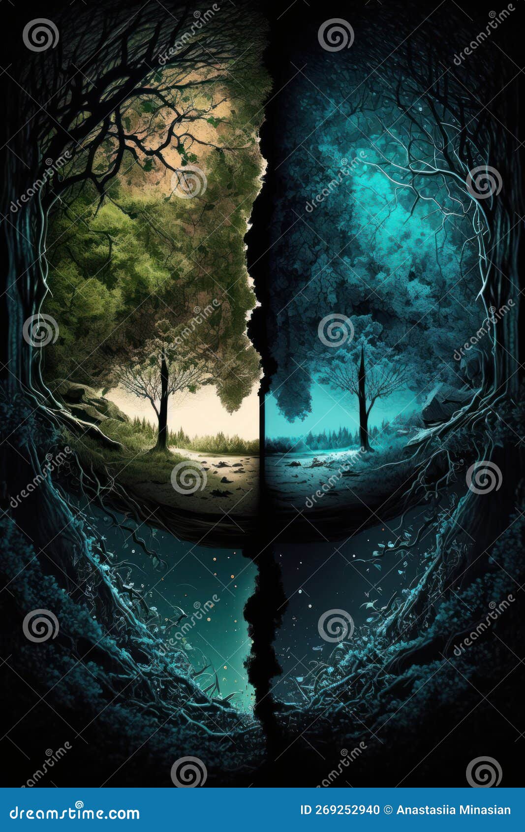 Parallel Universe Growing Under the Trees of a Forest, Underground Cave ...