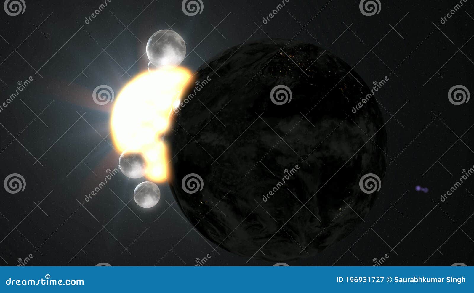 Parallel Universe Multiple Earth with Multiple Moon Illustration ...