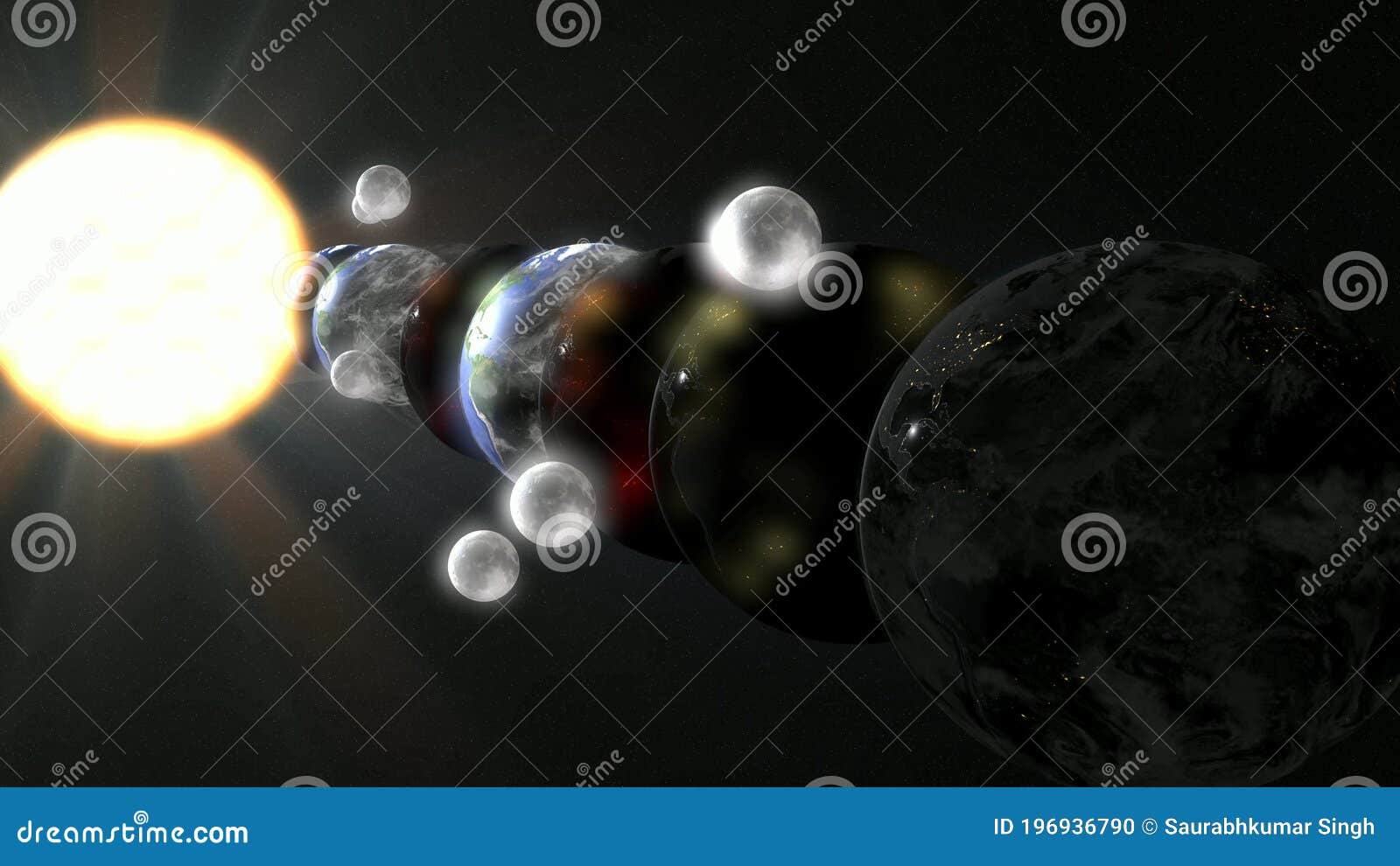 Parallel Universe Multiple Earth with Multiple Moon Illustration ...