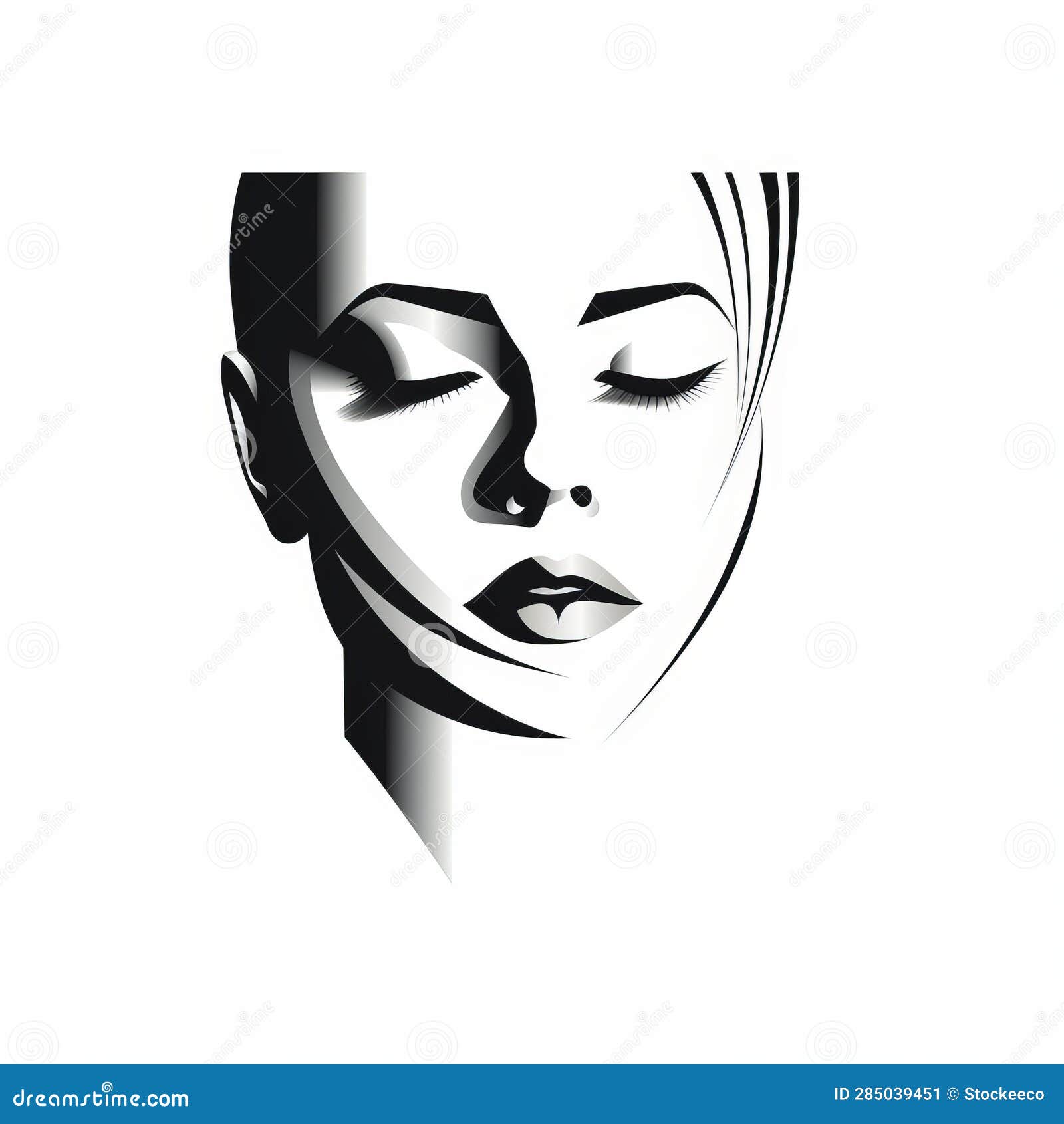 Parallel Vector Minimalism: Modern Contrast Line Illustration of Female ...