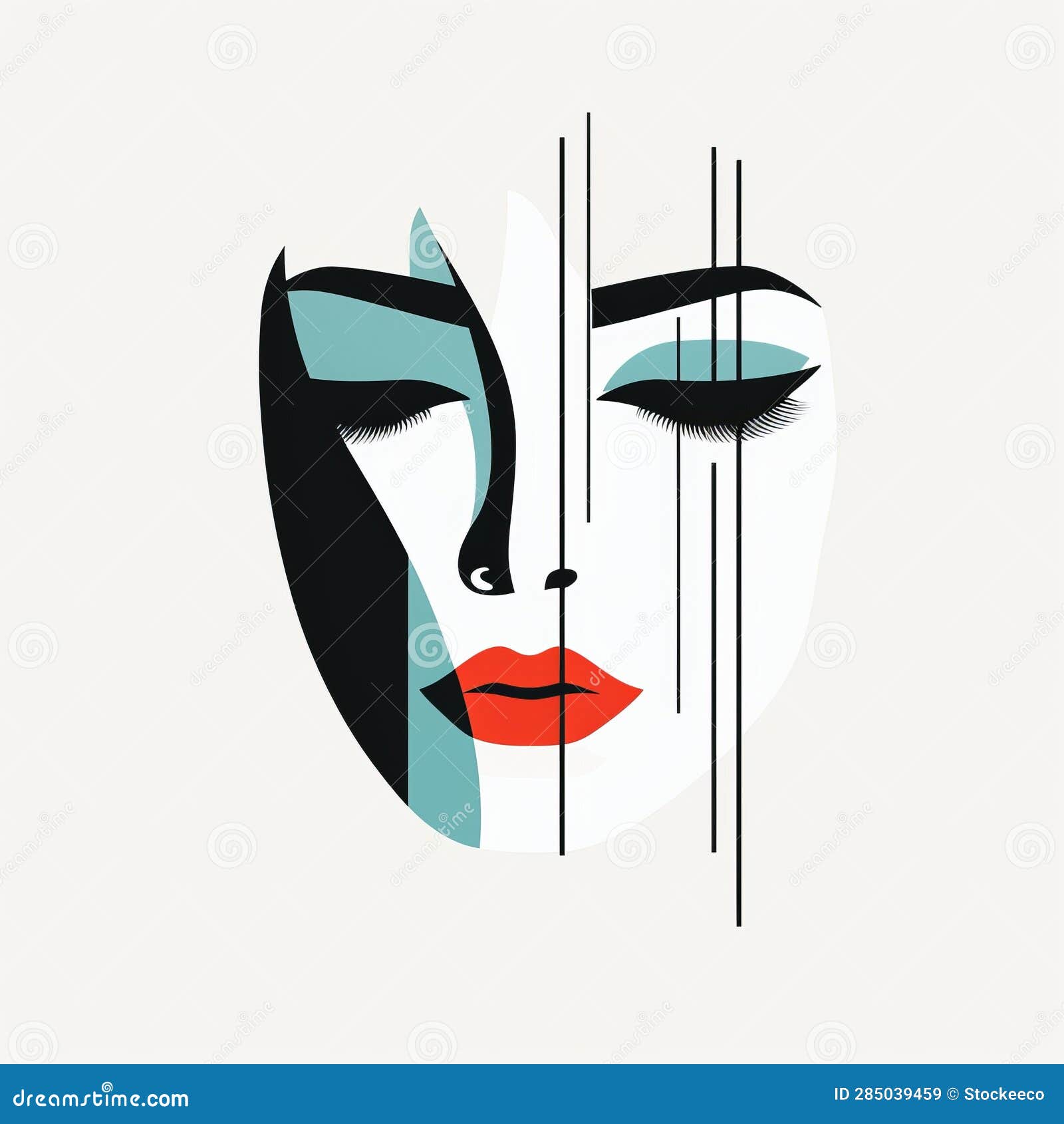 Parallel Vector Minimalism: Modern Contrast Line Illustration of Female ...
