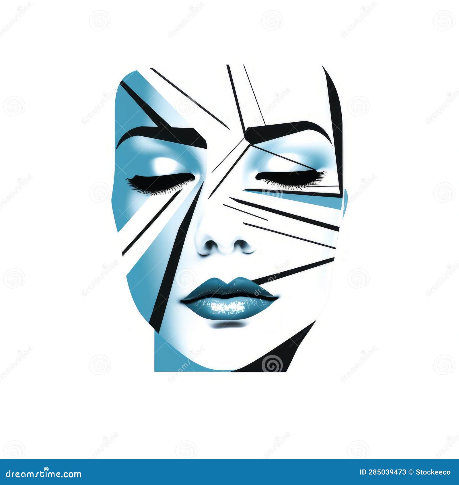 Parallel Vector Minimalism: Modern Contrast Line Illustration of Female ...