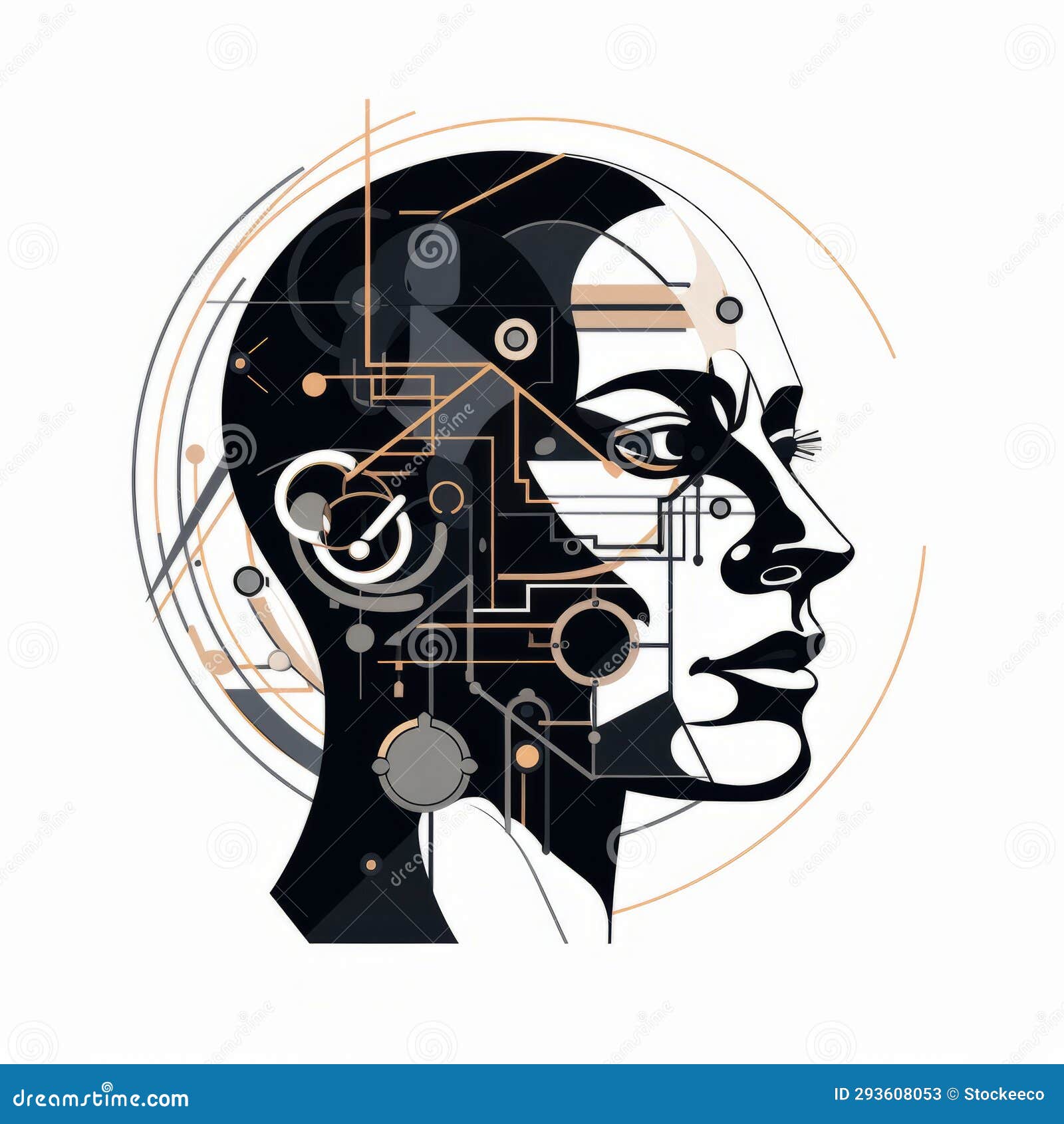 Parallel Vector Modernism: Engineer Face in Dark Gray and Light Bronze ...