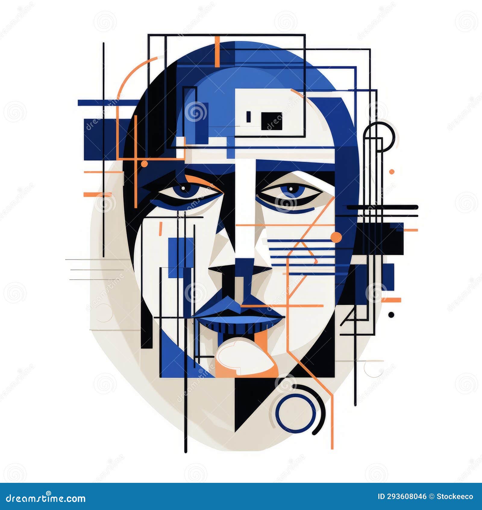 Parallel Vector Modernism: Engineer Face in Suprematist Geometric Style ...