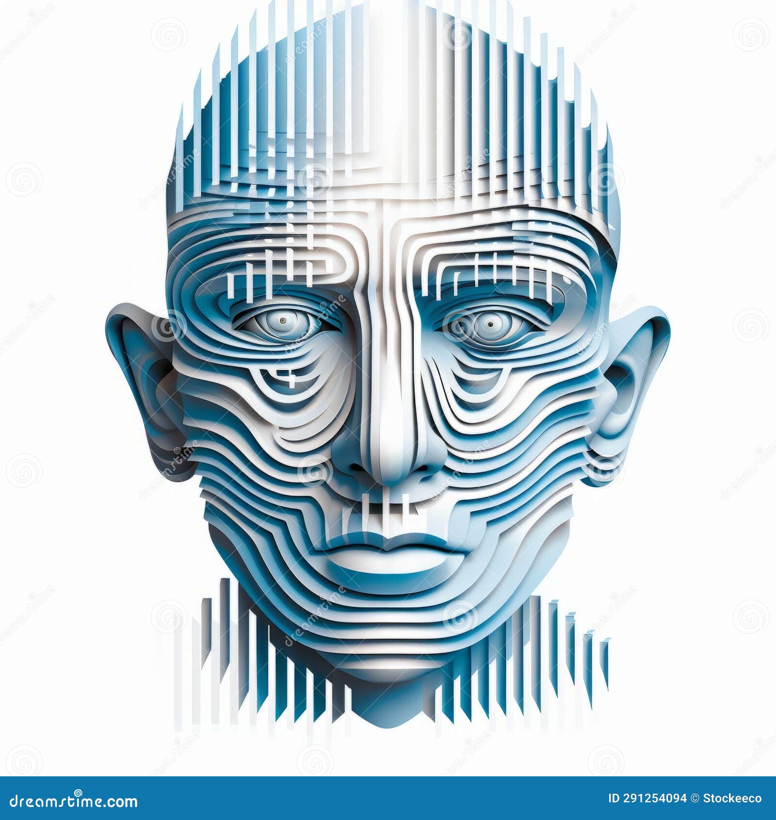 Parallel Vector Op Art: 3d Human Head with Thin Lines Stock ...