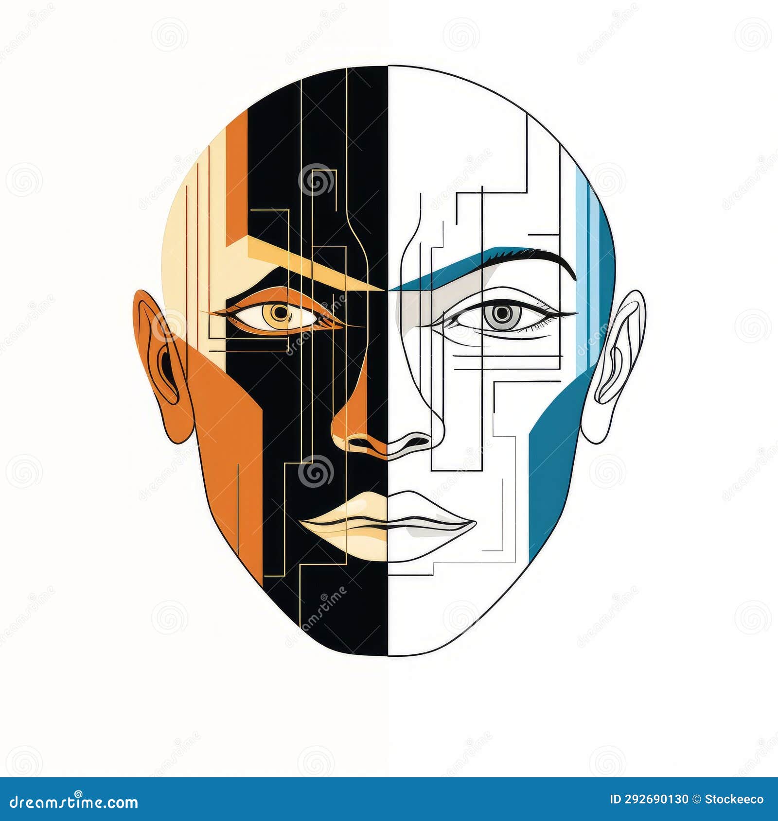 Parallel Vector Symbolism: Modern Contrast Line Illustration of a ...