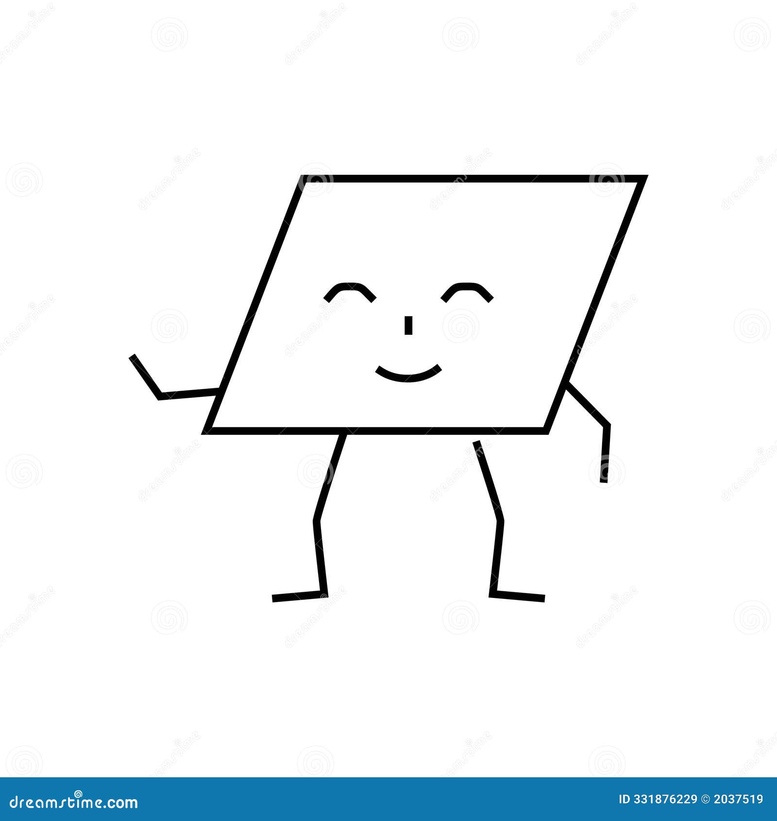 Parallelogram Geometric Shape Character Line Icon Vector Illustration ...