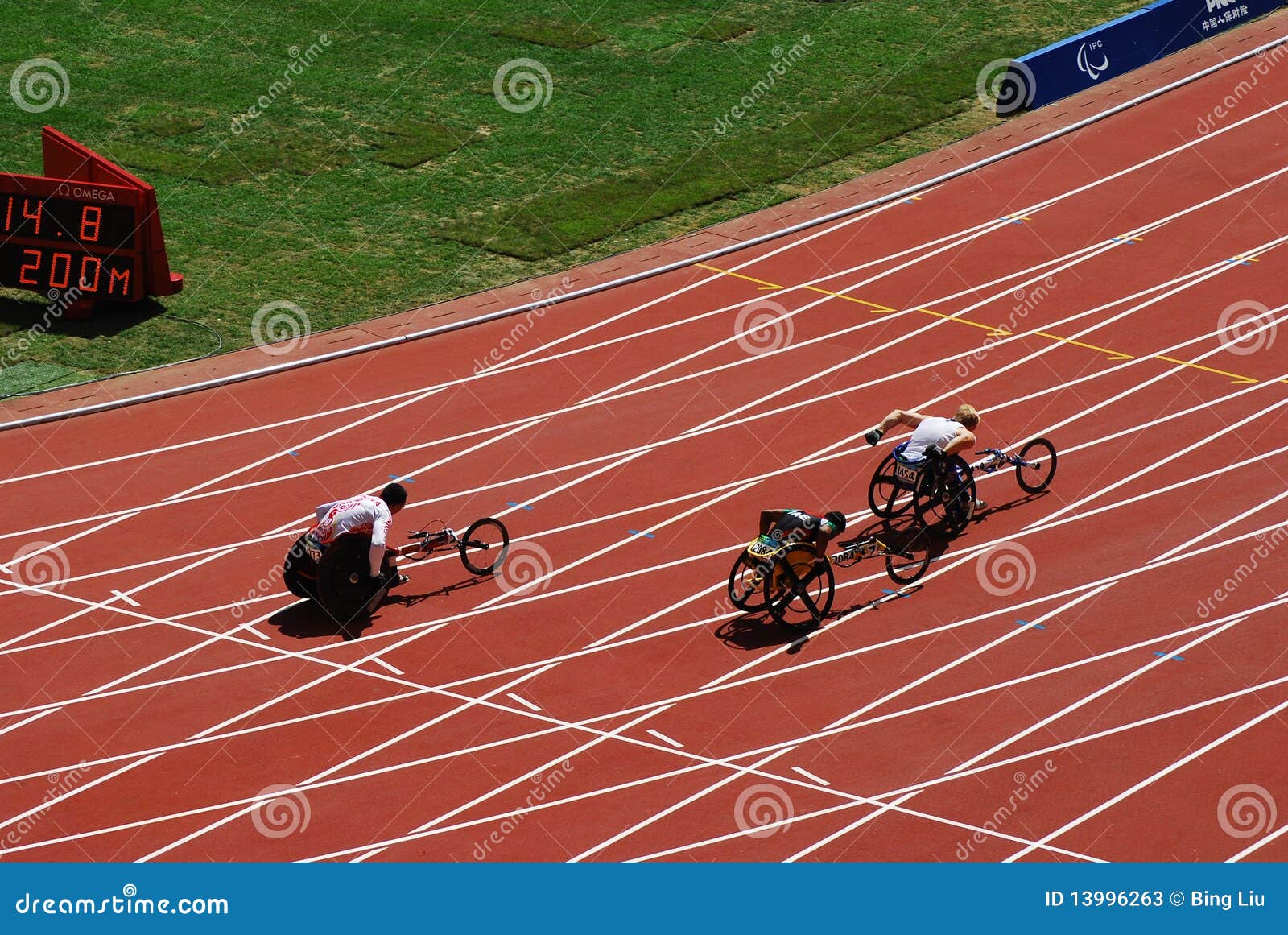 Paralympic Wheelchair race editorial stock photo. Image of track - 13996263