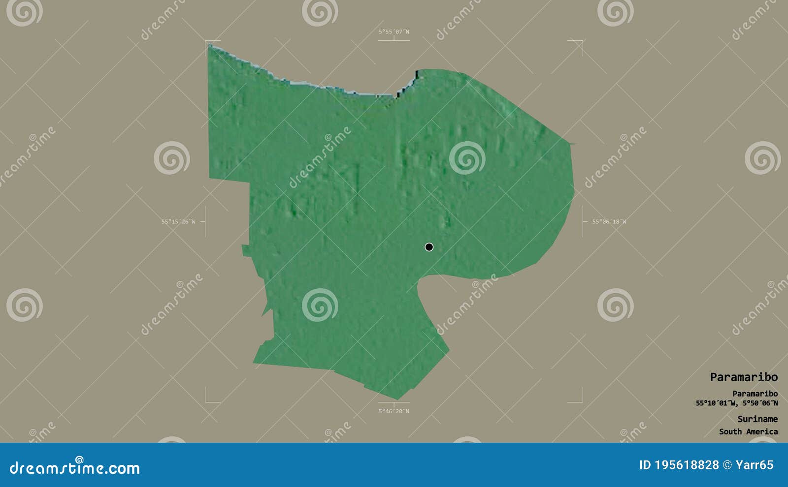 Paramaribo - Suriname. Bounding Box. Relief Stock Illustration ...