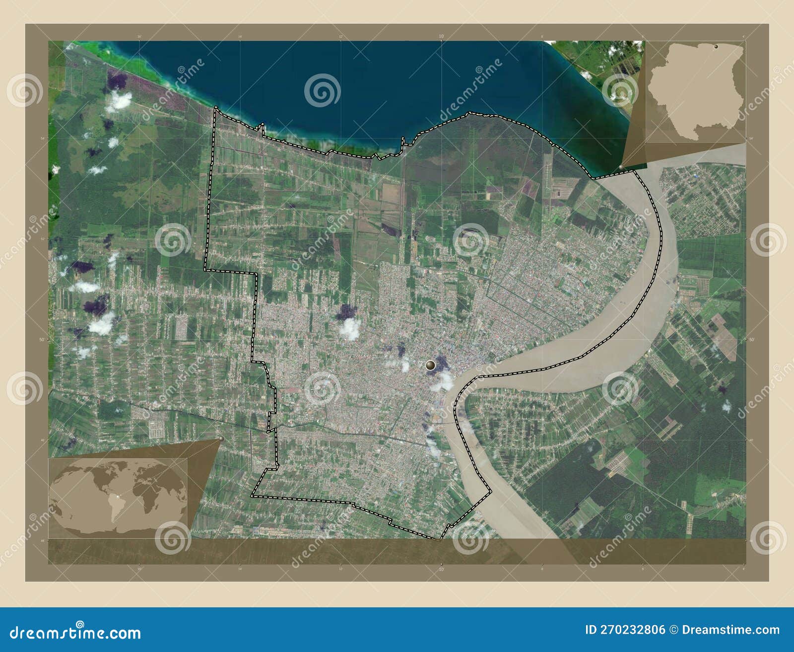 Paramaribo, Suriname. High-res Satellite. Capital Stock Illustration ...