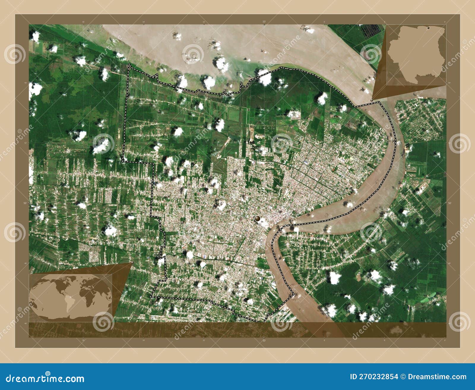 Paramaribo, Suriname. Low-res Satellite. Capital Stock Illustration ...