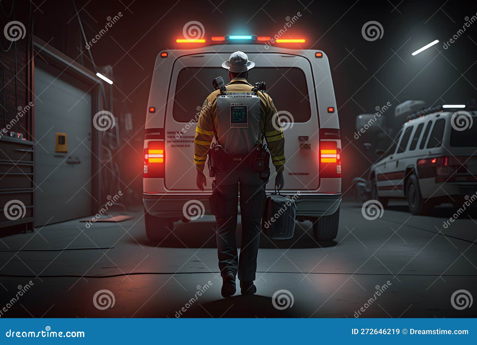 Paramedic and Ambulance. Neural Network AI Generated Stock Image ...