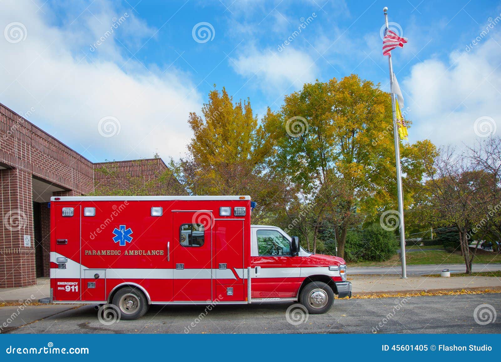 Paramedic Ambulance Outside Firefighter Station Stock Image - Image of ...