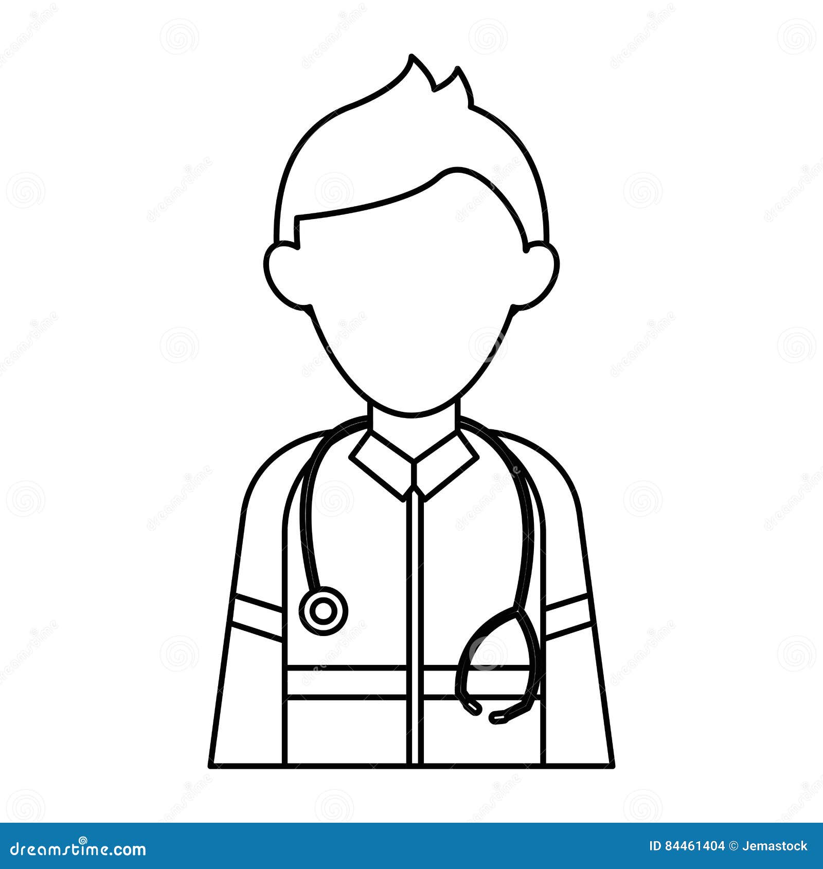 Paramedic Character Uniform Stethoscope Kit First Aid Emergency Outline ...