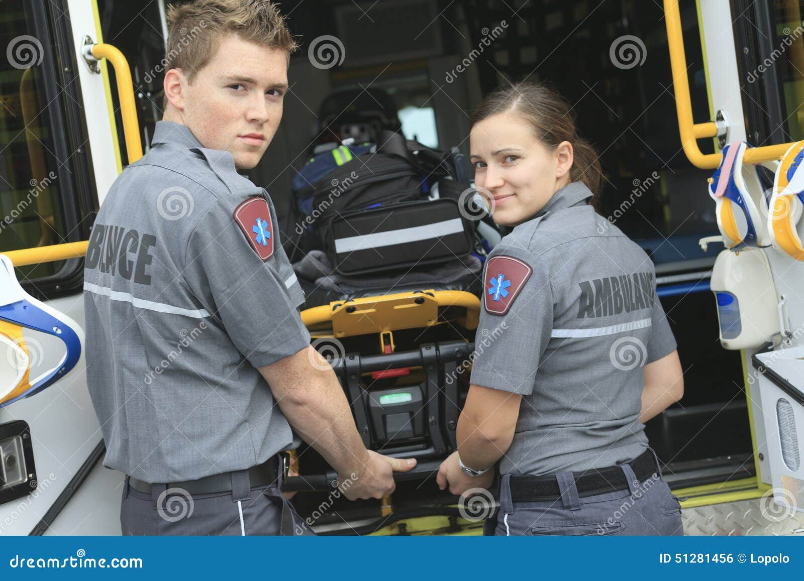 Paramedic Employee with Ambulance Stock Photo - Image of employee ...