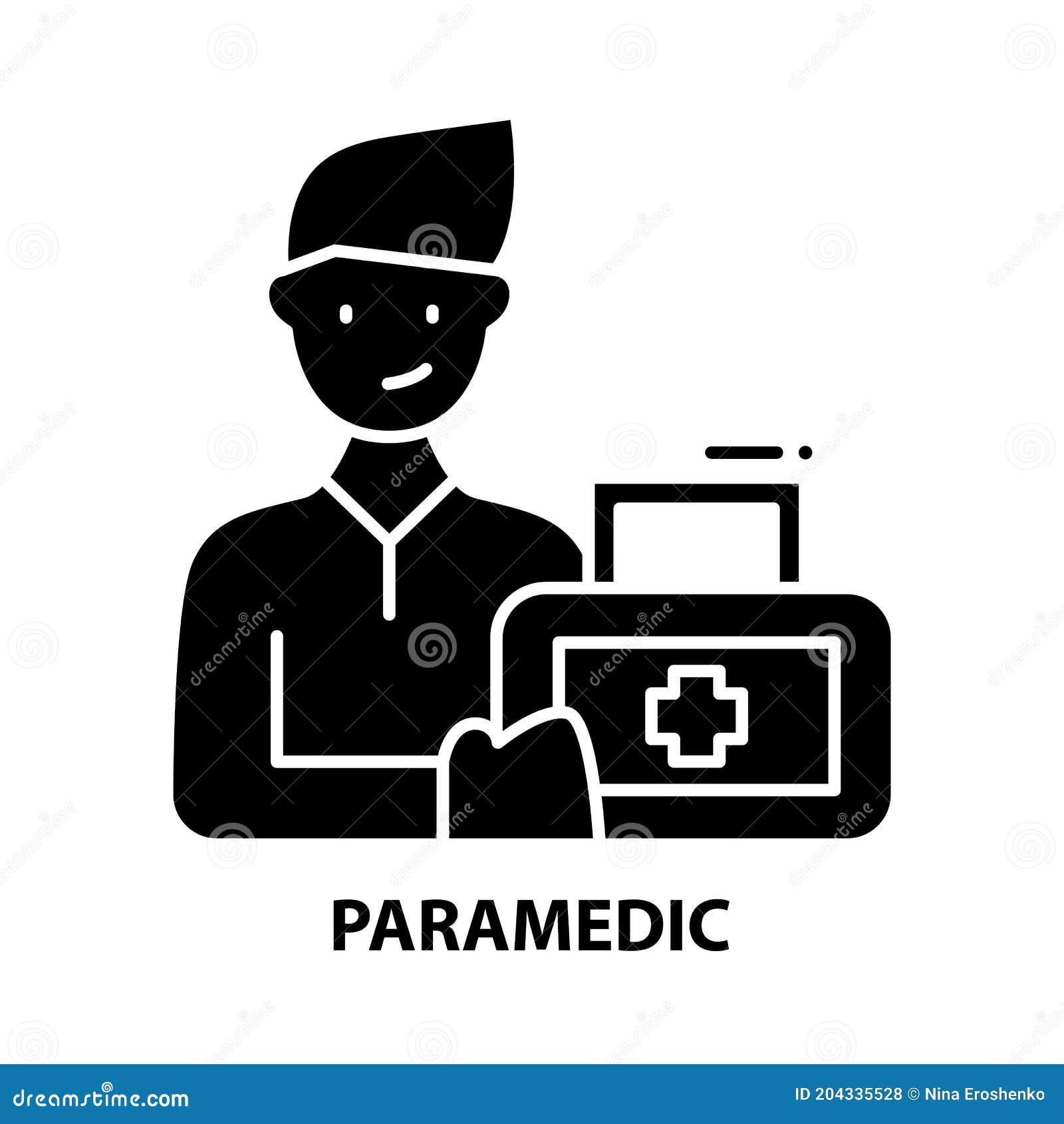 Paramedic Icon, Black Vector Sign with Editable Strokes, Concept ...