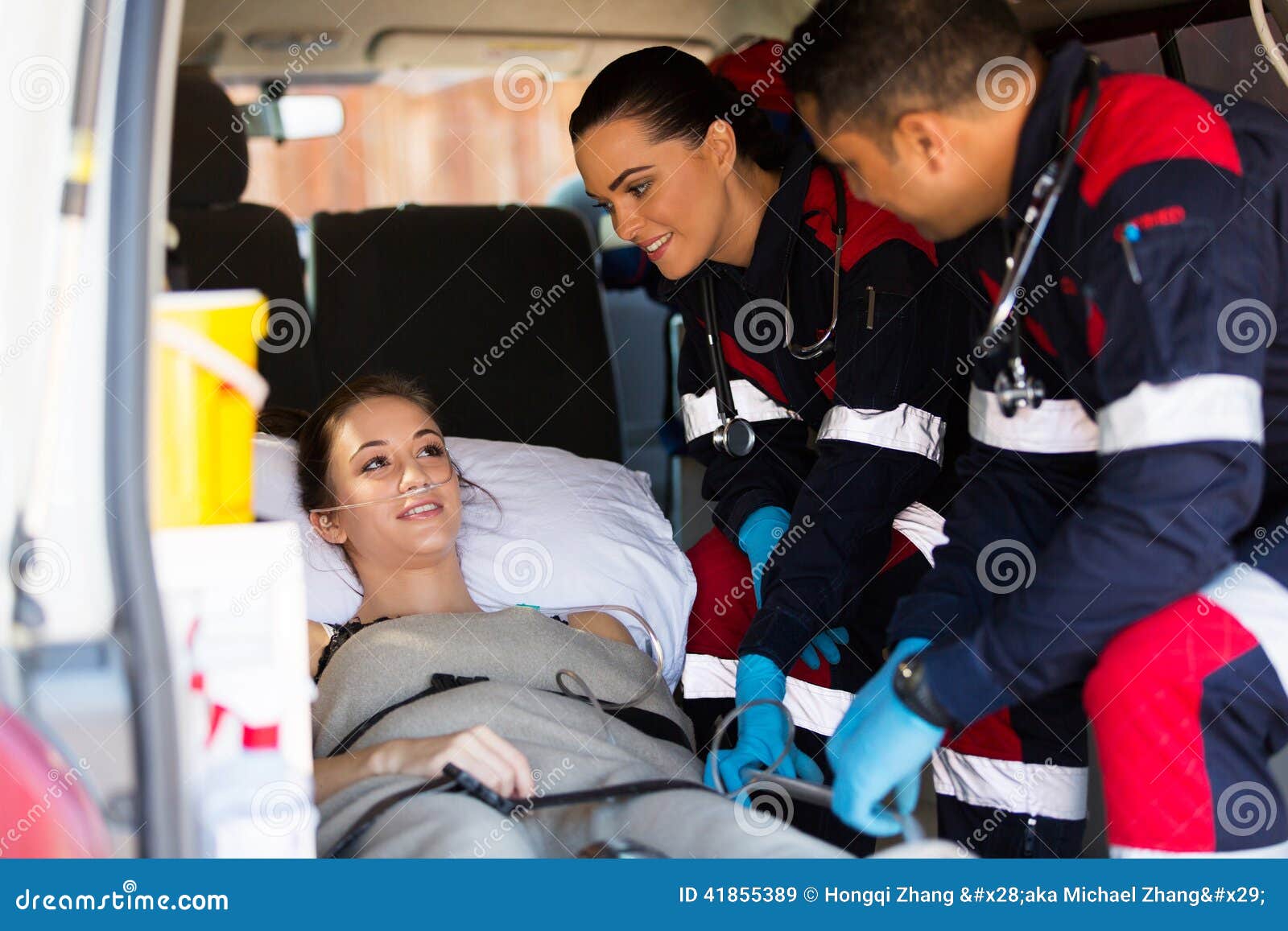 Paramedic Patient Ambulance Stock Image - Image of jumpsuit, aider ...