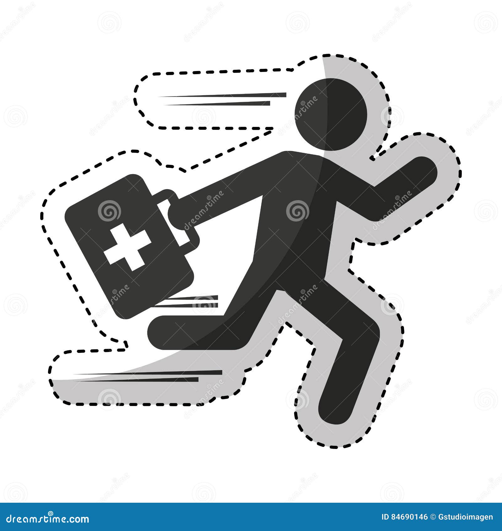 Paramedic Running Isolated Icon Stock Illustration - Illustration of ...