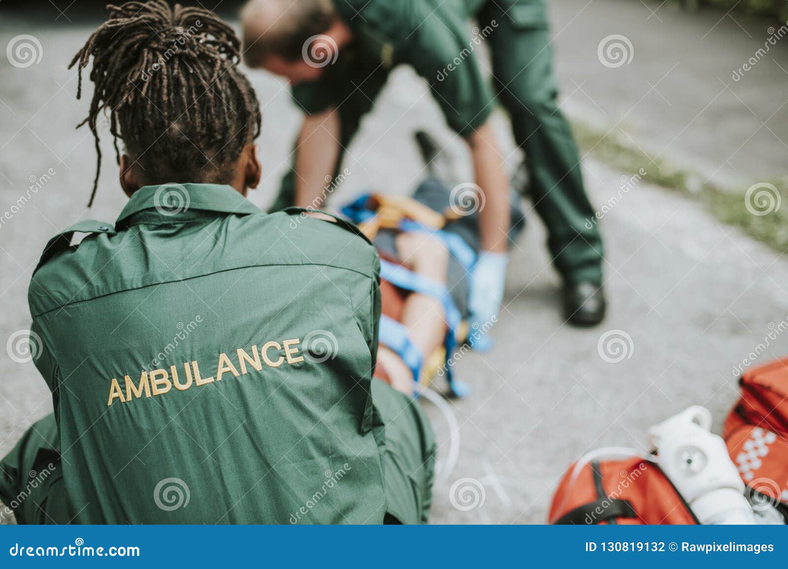 Paramedic Team Rescuing an Injured Patient Stock Photo - Image of ...