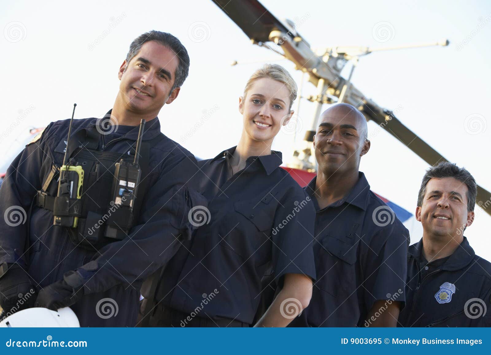 Paramedics and Crew in Front of Helicopter Stock Image - Image of ...