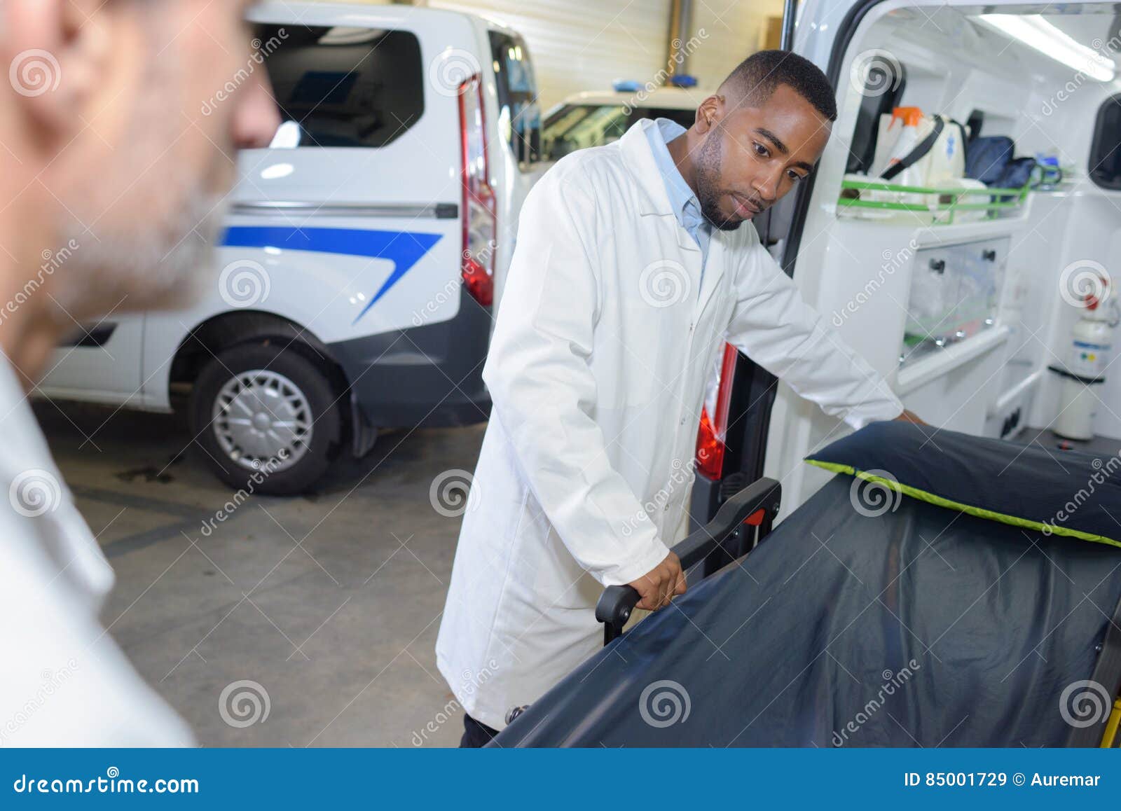 Paramedics with Portable Bed Stock Image - Image of equipment ...