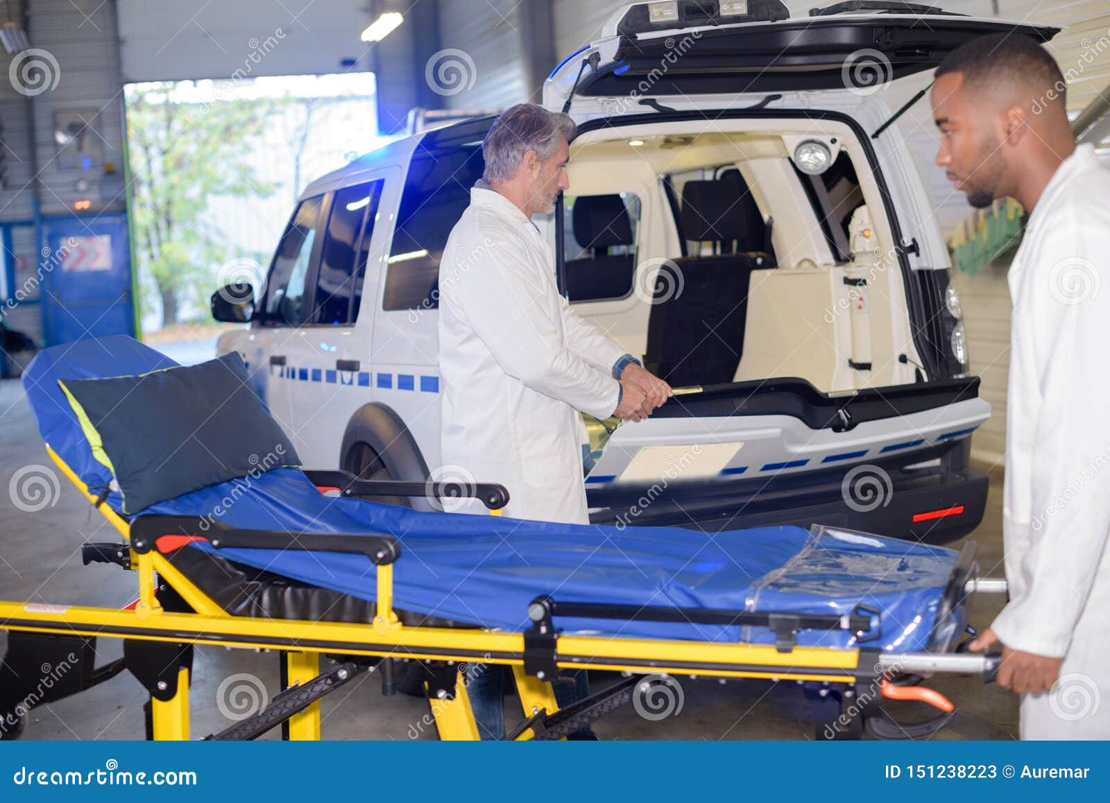 Paramedics Preparing the Ambulance Stock Image - Image of transfer ...