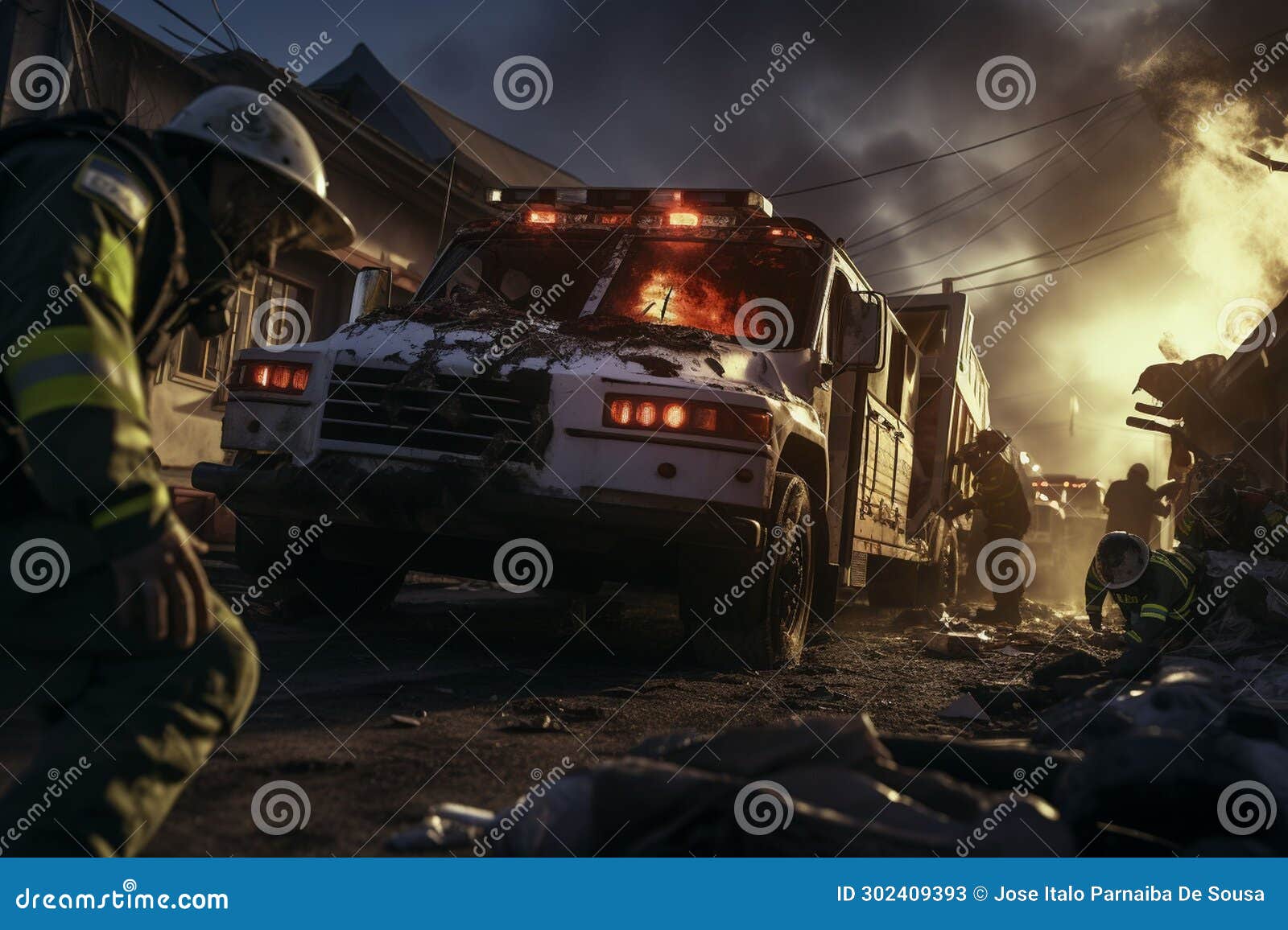 Paramedics Responding To a Natural Disaster Stock Illustration ...