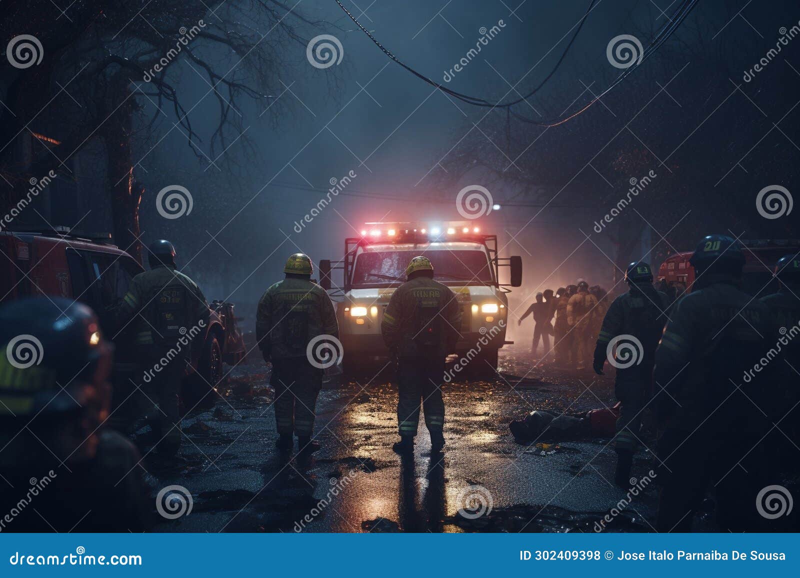 Paramedics Responding To a Natural Disaster Stock Illustration ...