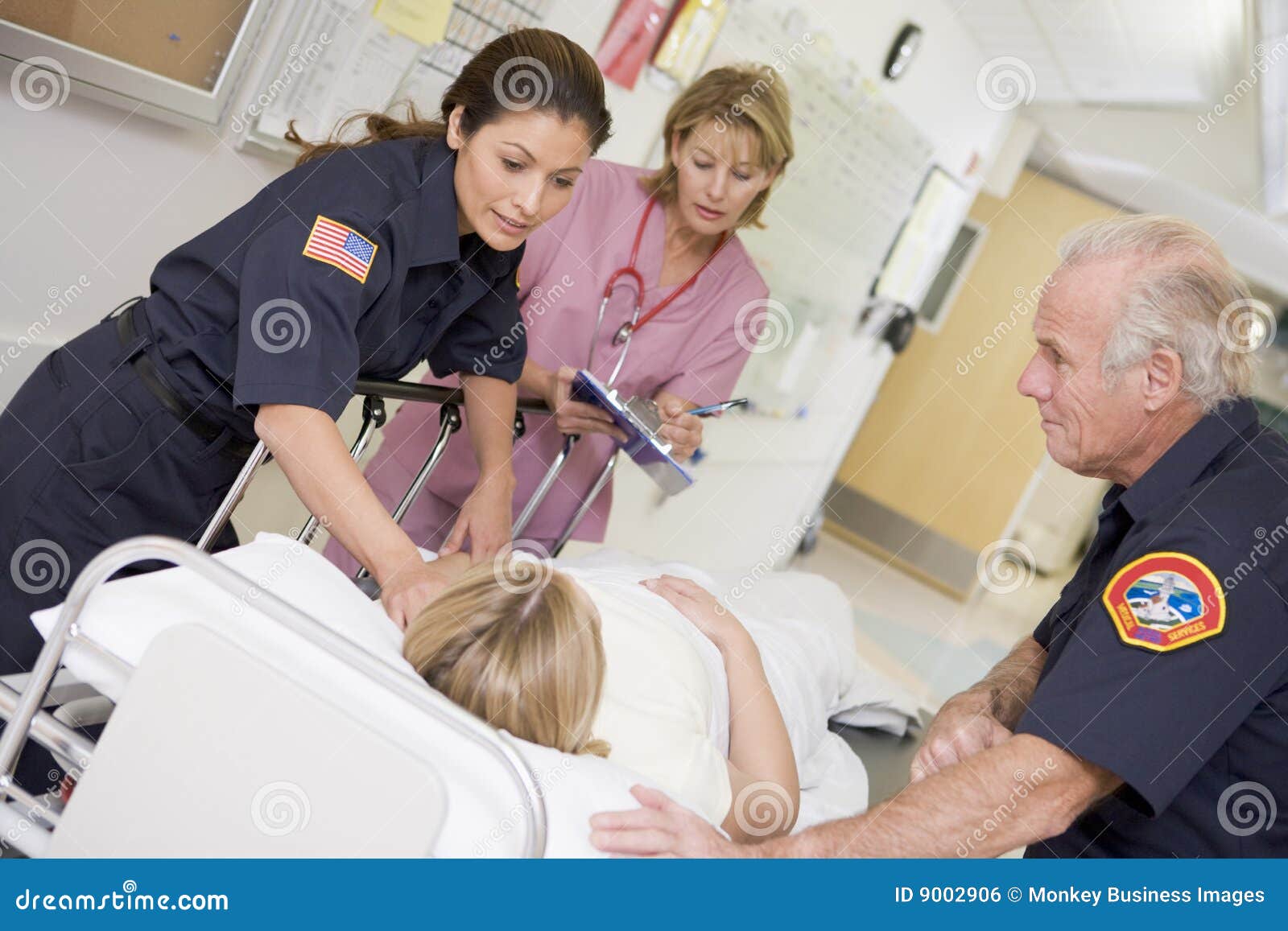 Paramedics Rushing Emergency Patient into Hospital Stock Photo - Image ...