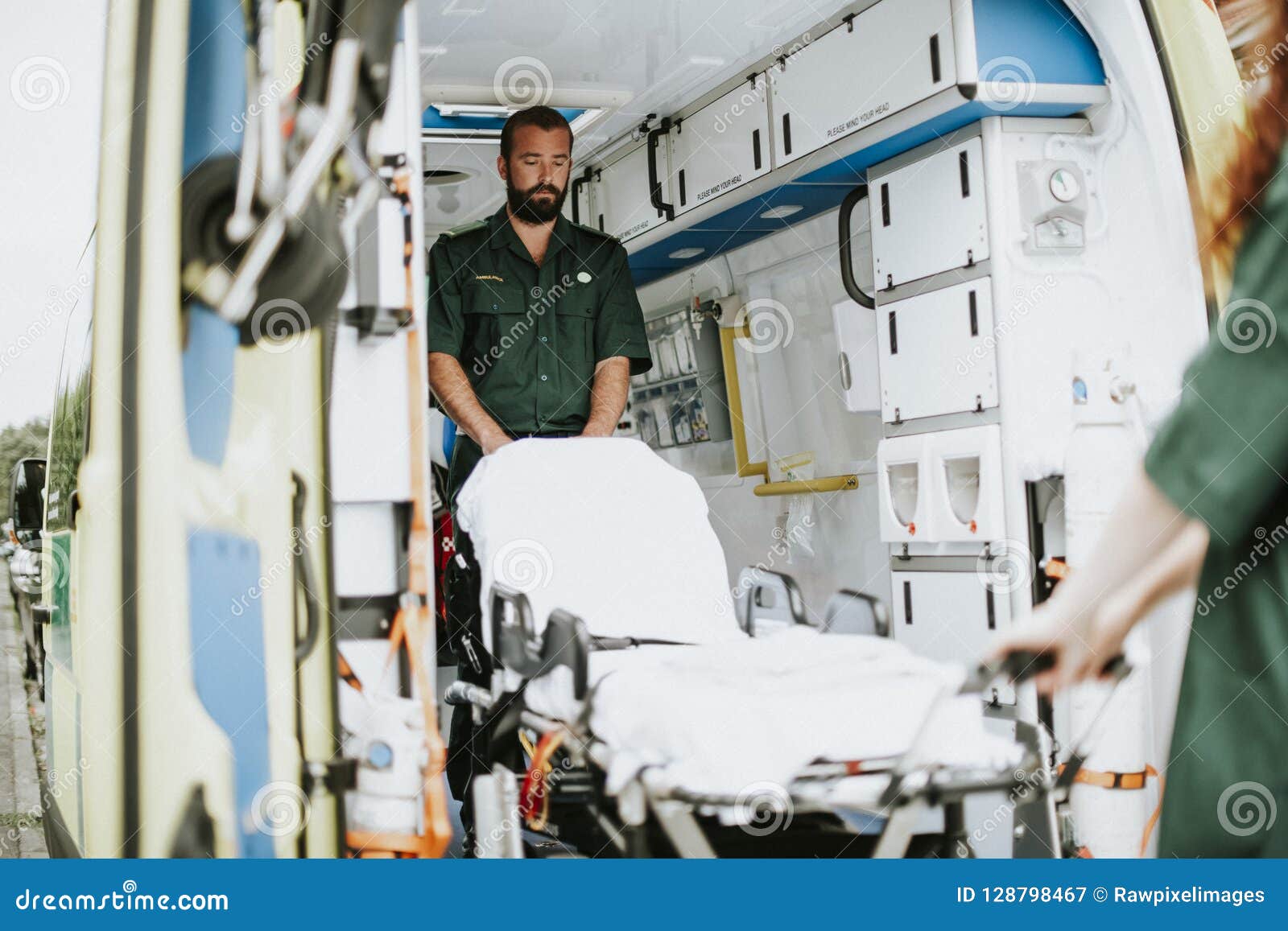 Paramedics at Work with an Ambulance Stock Image - Image of medic ...