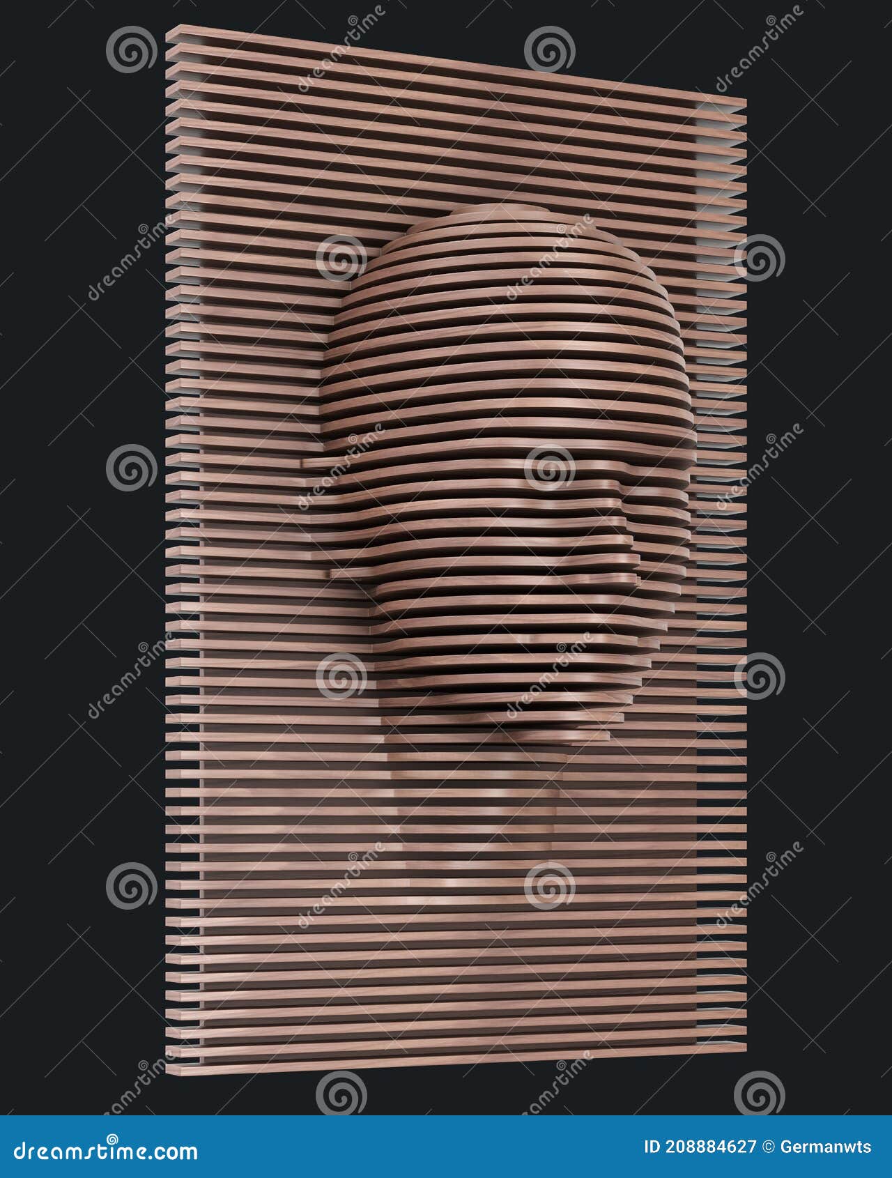 Parametric Wood Panel - Human Head - Horizontal. 3D Rendering Stock ...