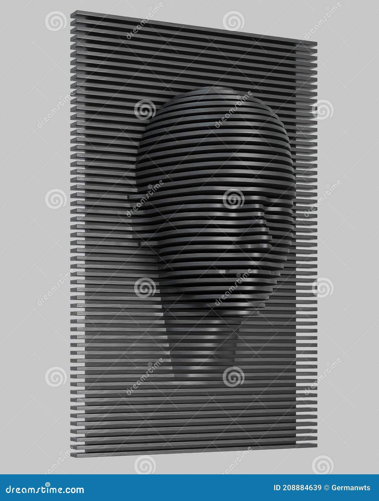 Parametric Wood Panel - Human Head - Horizontal. 3D Rendering Stock ...