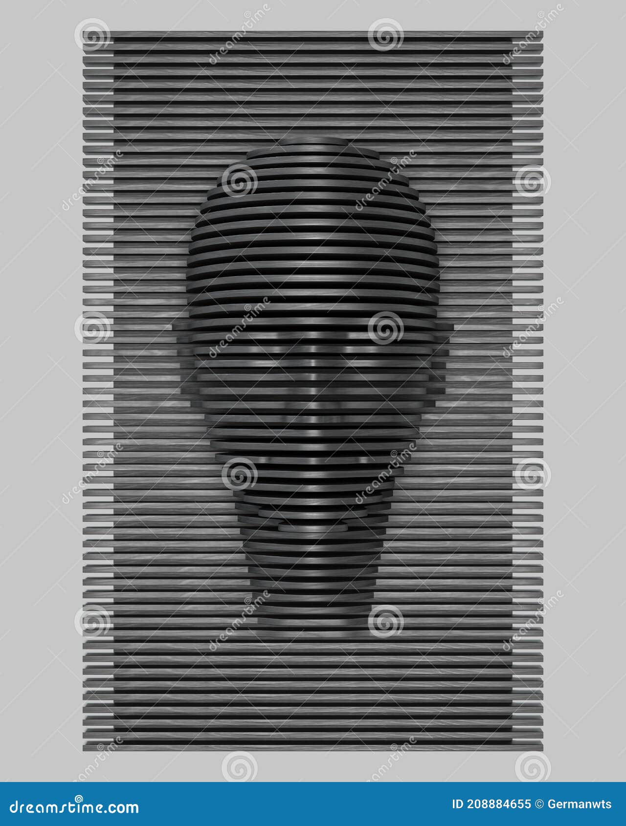 Parametric Wood Panel - Human Head - Horizontal. 3D Rendering Stock ...
