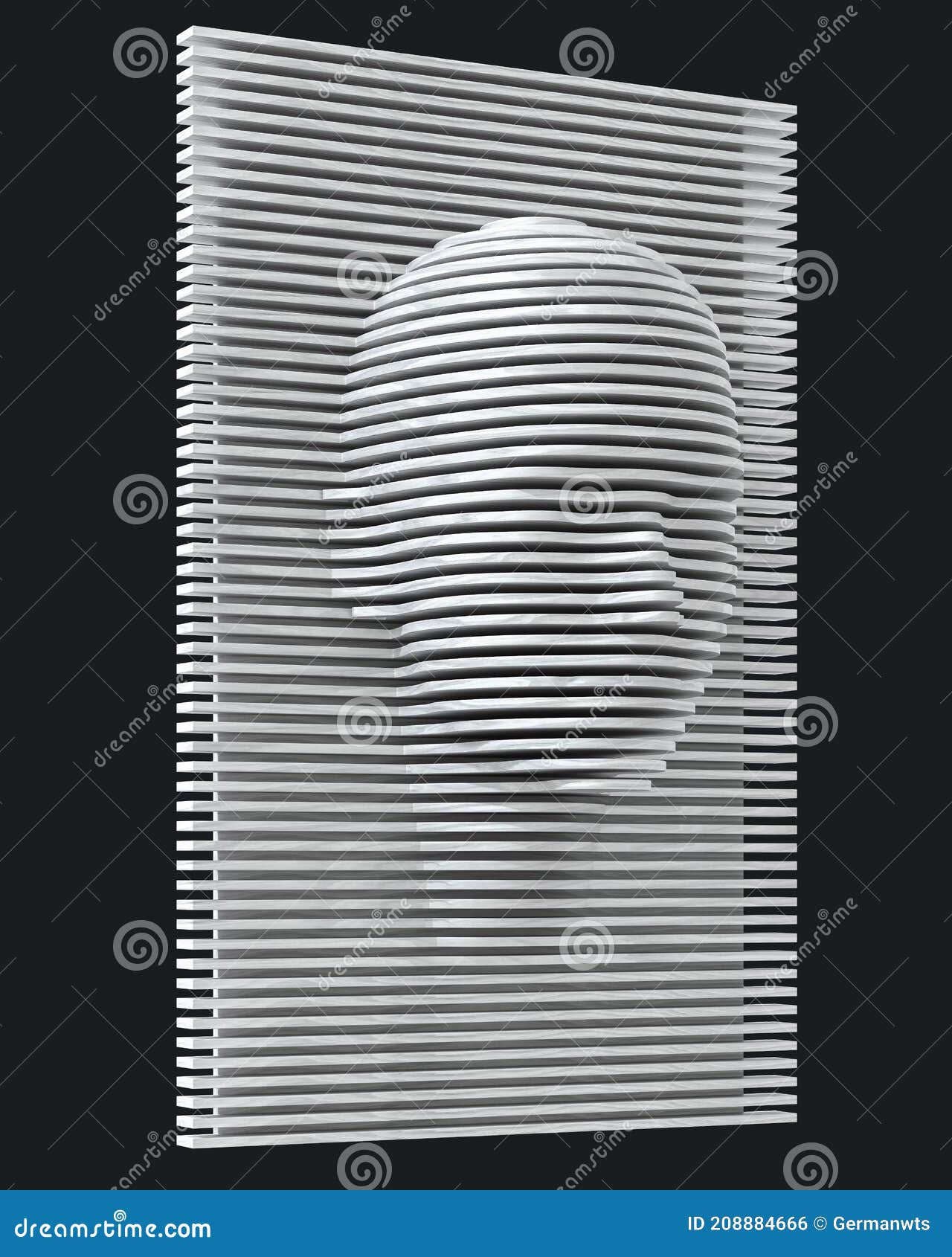 Parametric Wood Panel - Human Head - Horizontal. 3D Rendering Stock ...