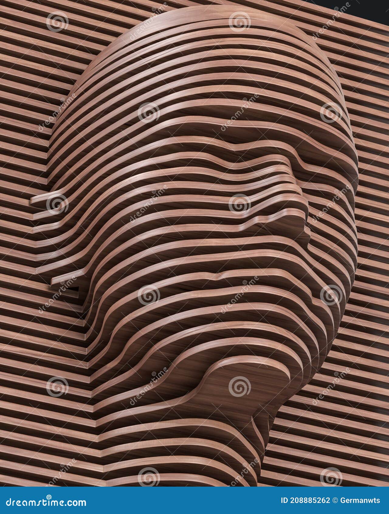 Parametric Wood Panel - Human Head - Horizontal. 3D Rendering Stock ...