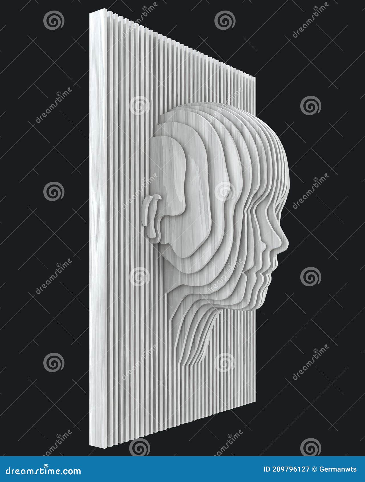 Parametric Wood Panel - Human Head - Horizontal. 3D Rendering Stock ...